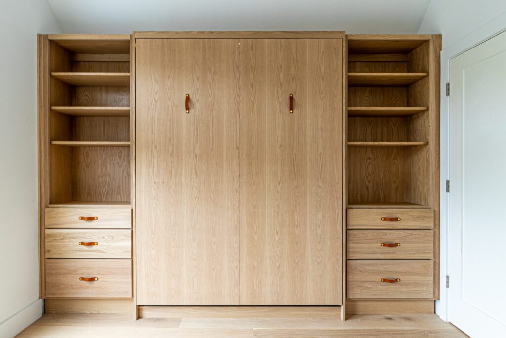 White Oak Queen Murphy Bed With Cabinets - Madewell Woodworks